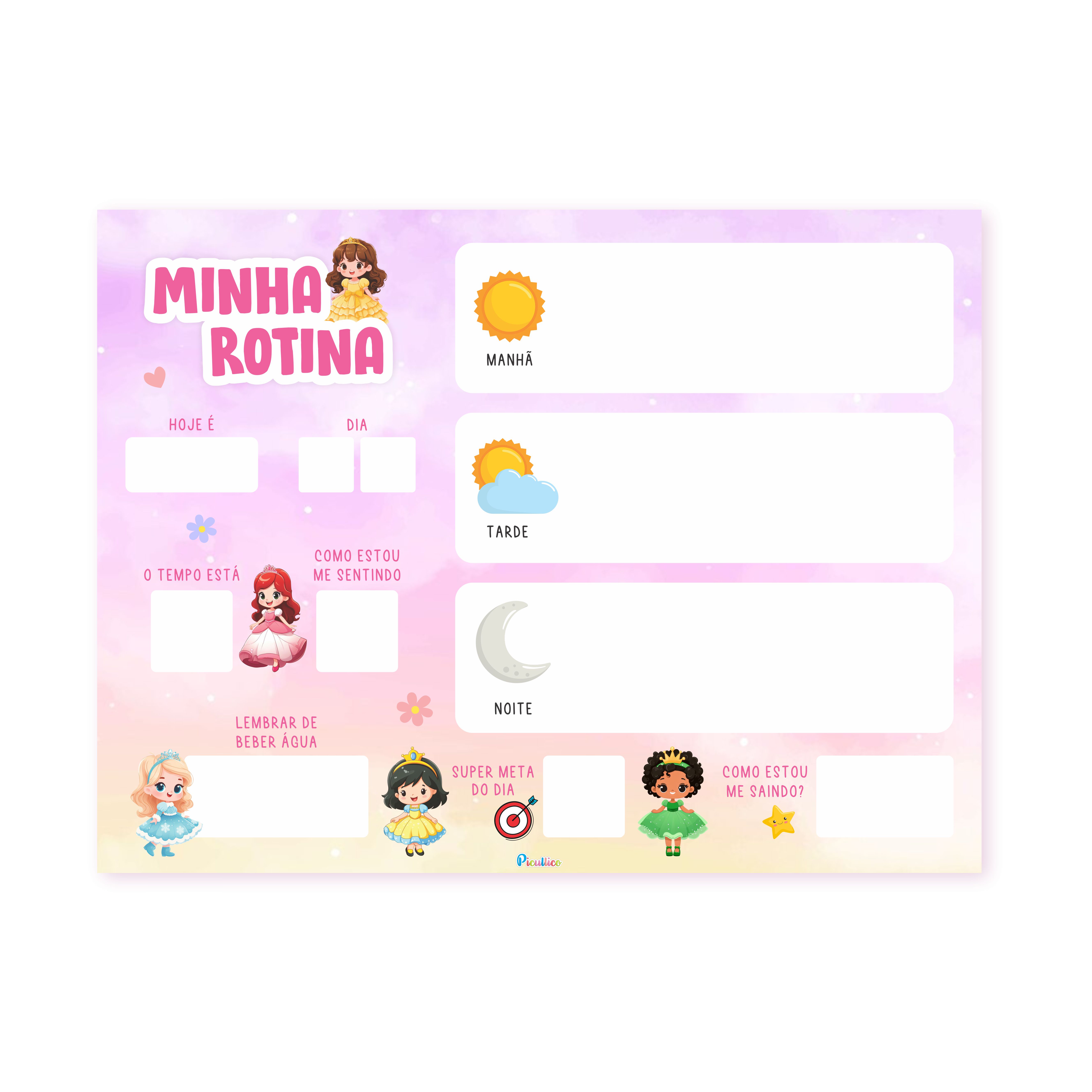 Quadro De Rotina DiÁria Infantil PadrÃo Imantado Para Geladeira