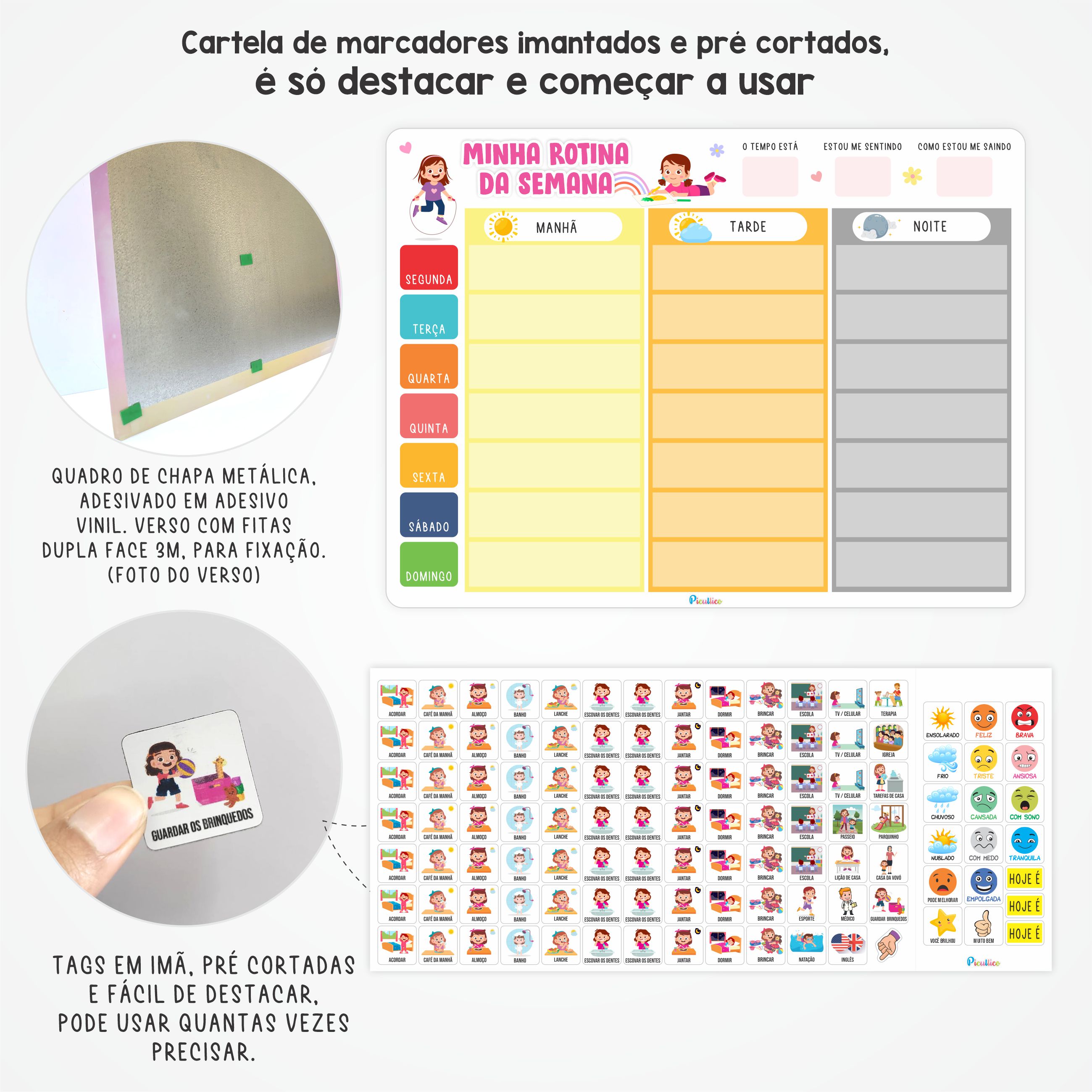 Kit Quadros Educativos Rotina Semanal CalendÁrio Interativo Para