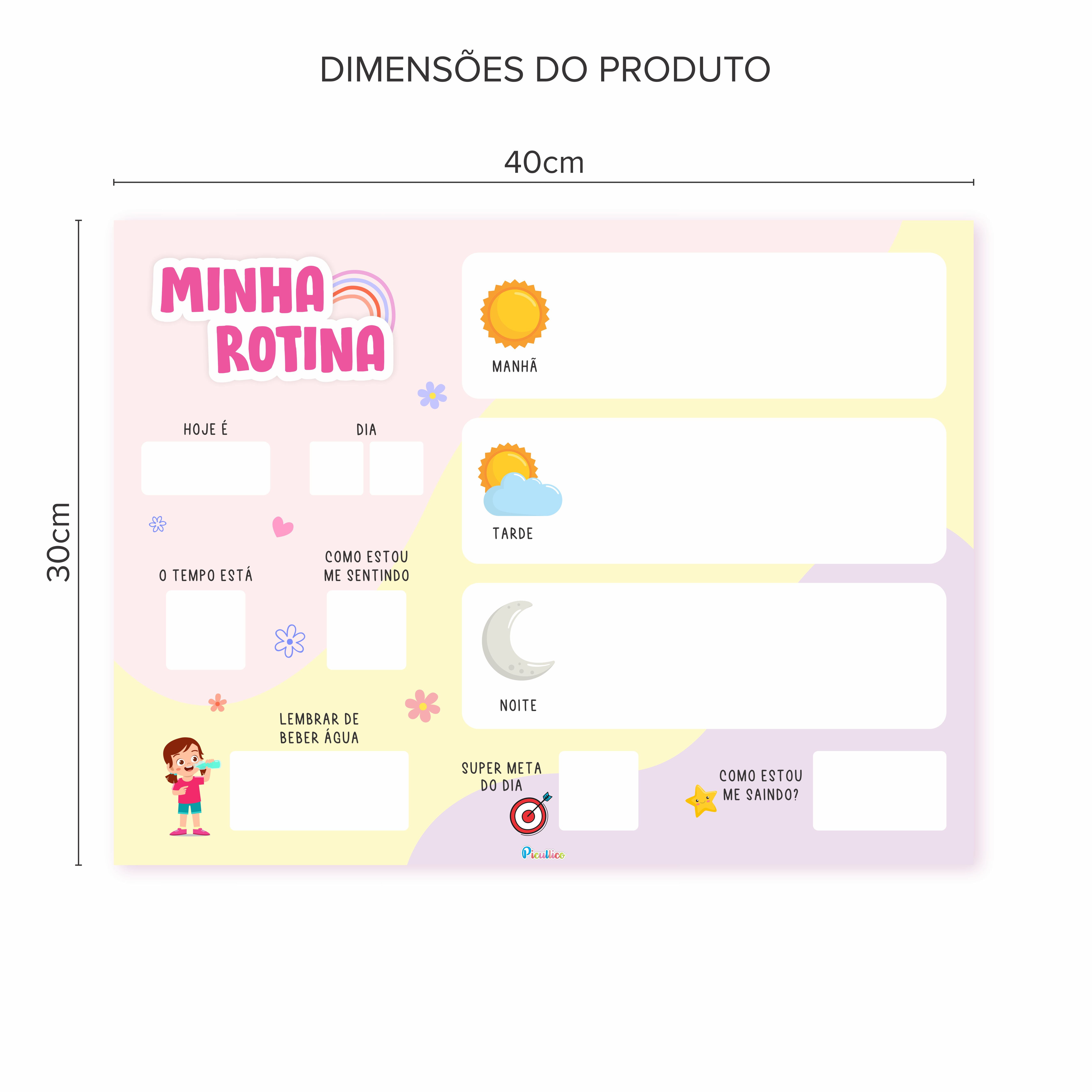 Quadro De Rotina DiÁria Infantil PadrÃo MetÁlico Para Parede