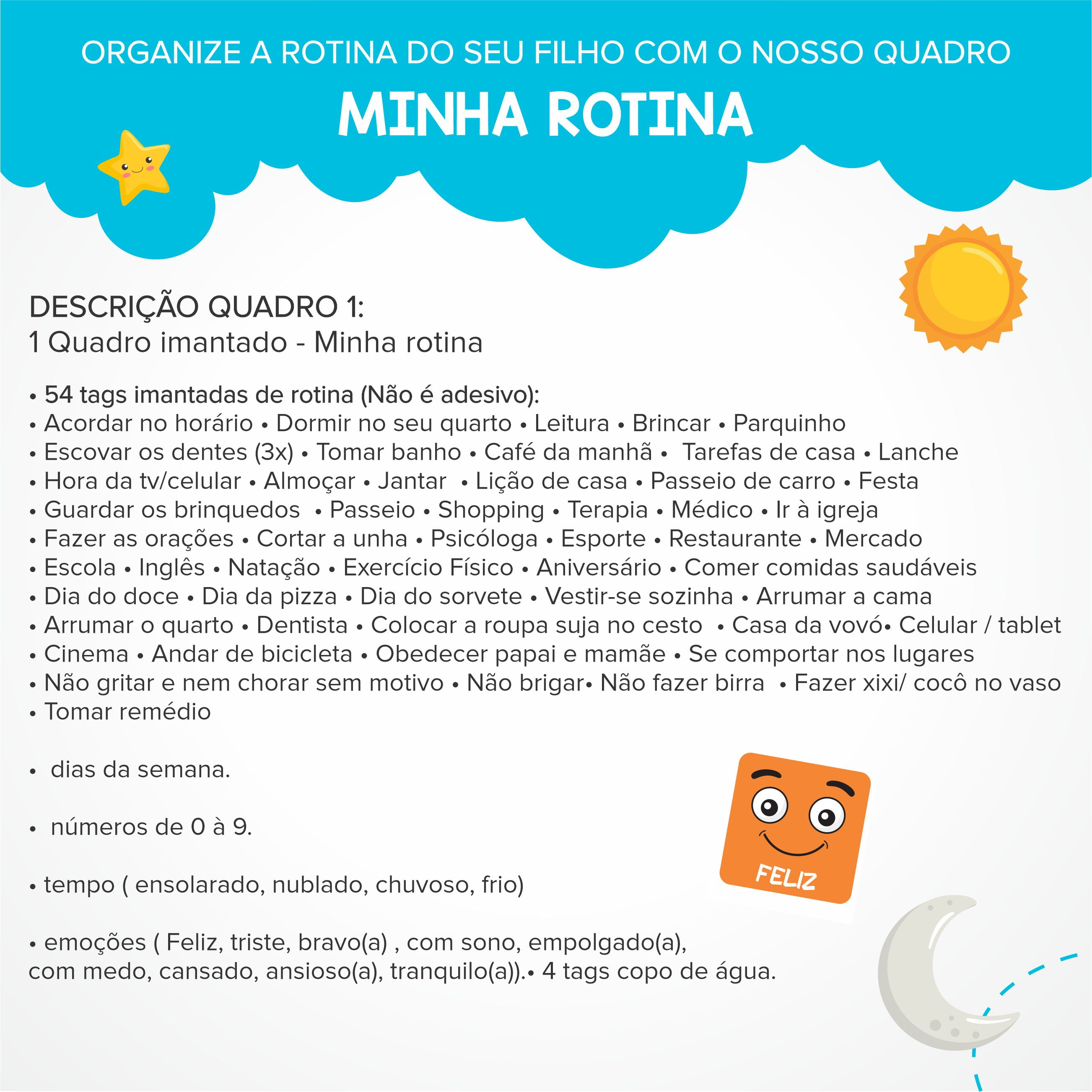 Kit Quadros Educativos Rotina DiÁria Incentivo Regras Imantado Para