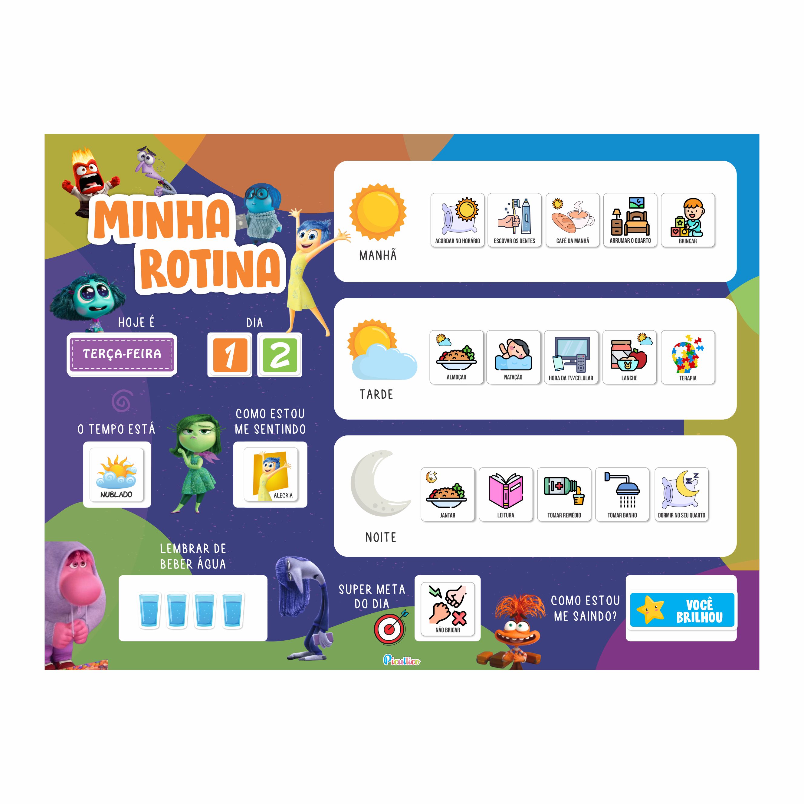 Quadro De Rotina DiÁria Infantil PadrÃo Divertidamente Picullico